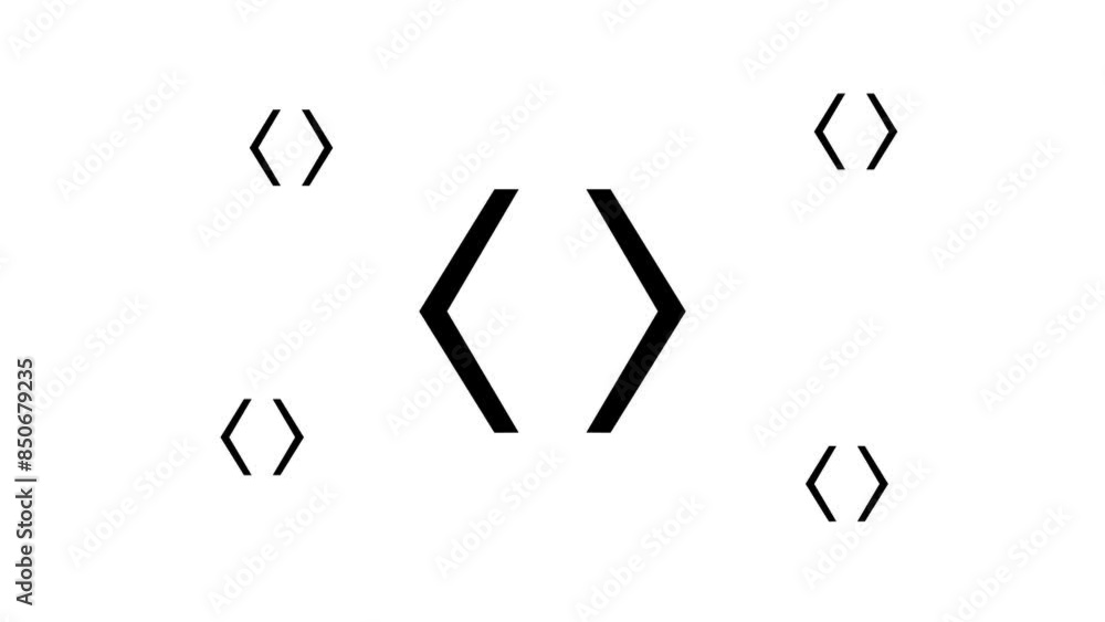 Zoom in and out animation the angle brackets symbol. Large black symbol ...