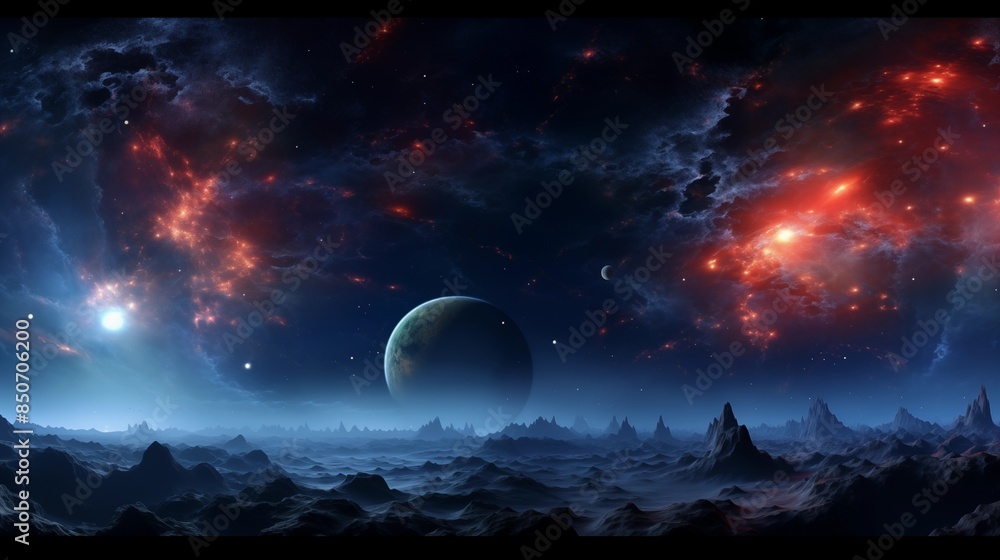 360 degree space nebula panorama, equirectangular projection ...