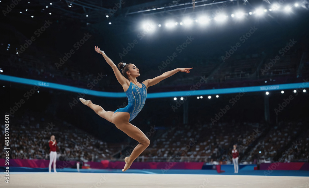 Professional gymnast woman performing an acrobatic trick. Female ...