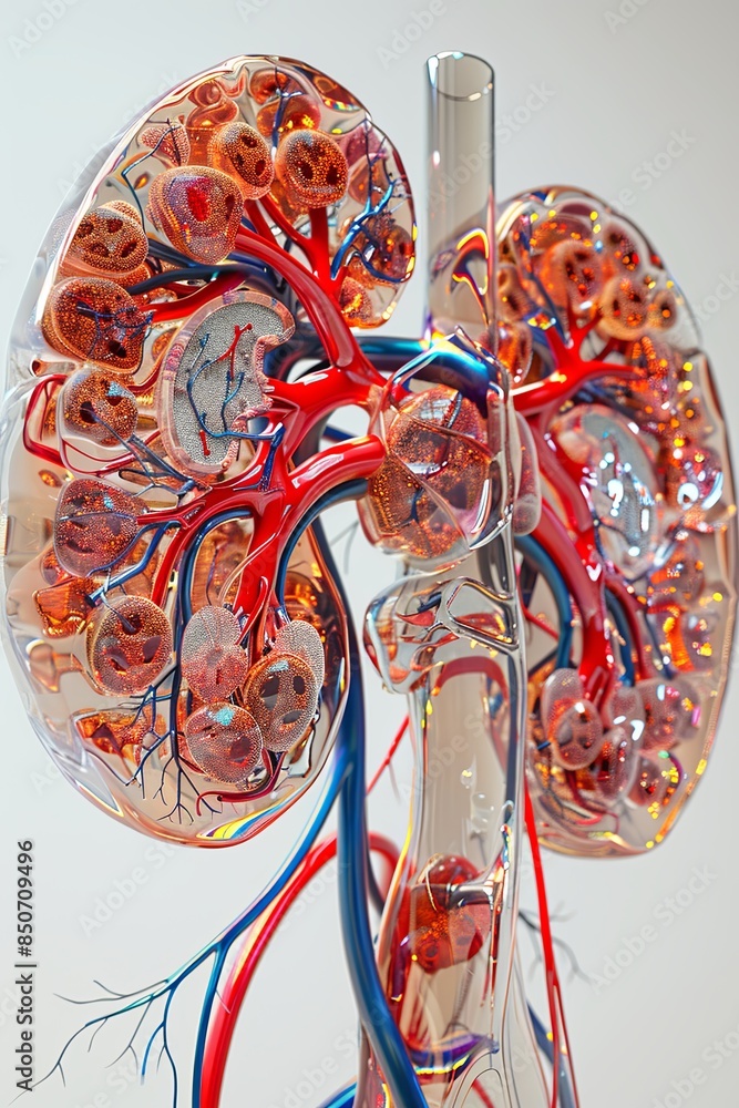 Kidneys of the human urinary system with bladder anatomy. 3D Stock ...