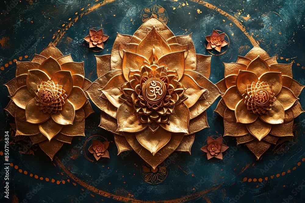 golden torus yantra or lotus flower in three variations, with and ...