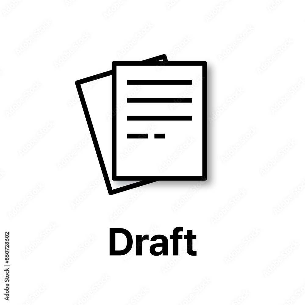 Simplified e-mail icon. Modern linear PNG icon for UI design. draft ...