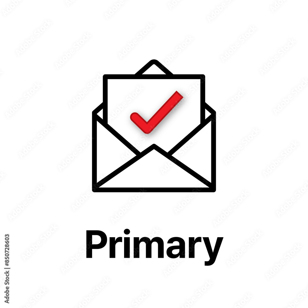 Simplified e-mail icon. Modern linear PNG icon for UI design. primary ...