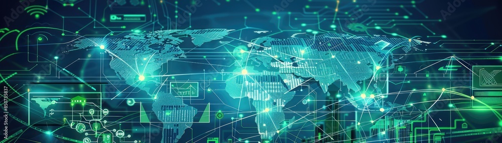 Global network representation with digital connections and technology ...
