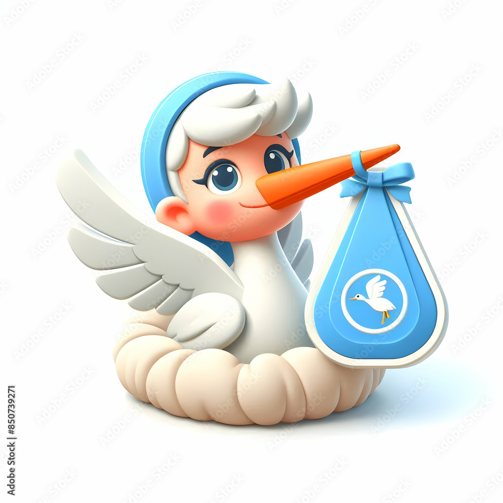 Stork Icon on White Background for Baby Announcement and Birth Visuals ...