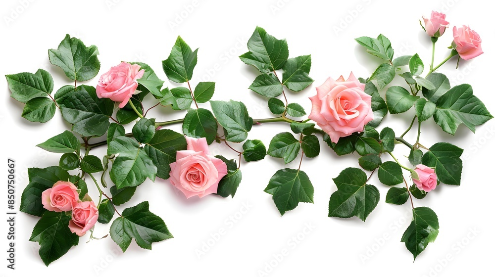 set of vignettes of roses and ivy, combining the elegance of rose ...