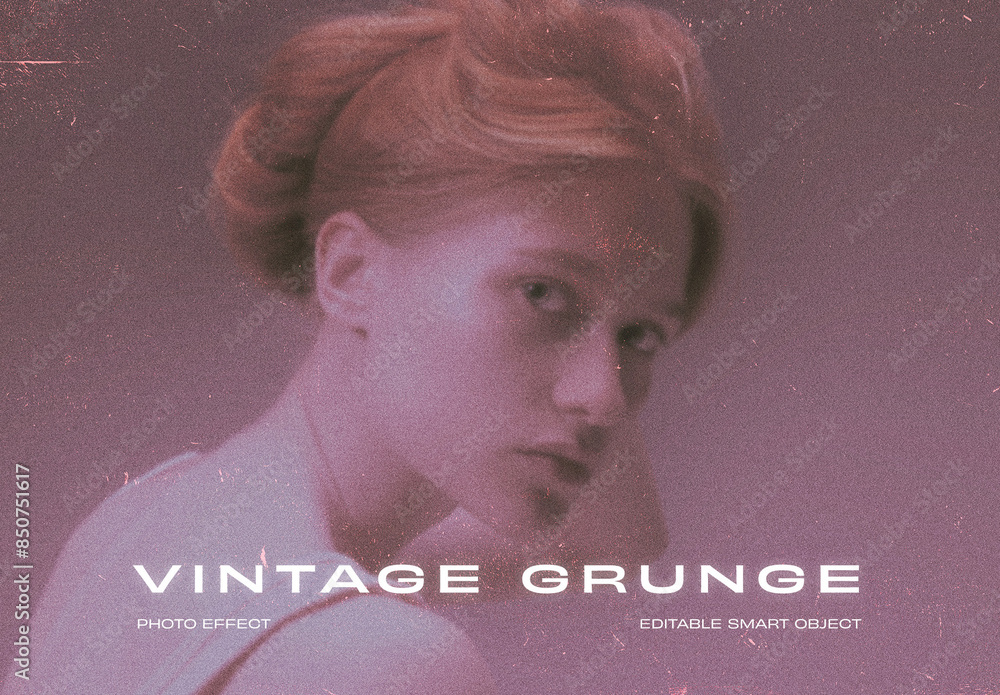 Vintage Grunge Photo Effect Mockup Stock Template | Adobe Stock