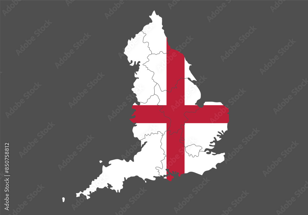 Map of the country of England. Detailed vector map of England by region ...