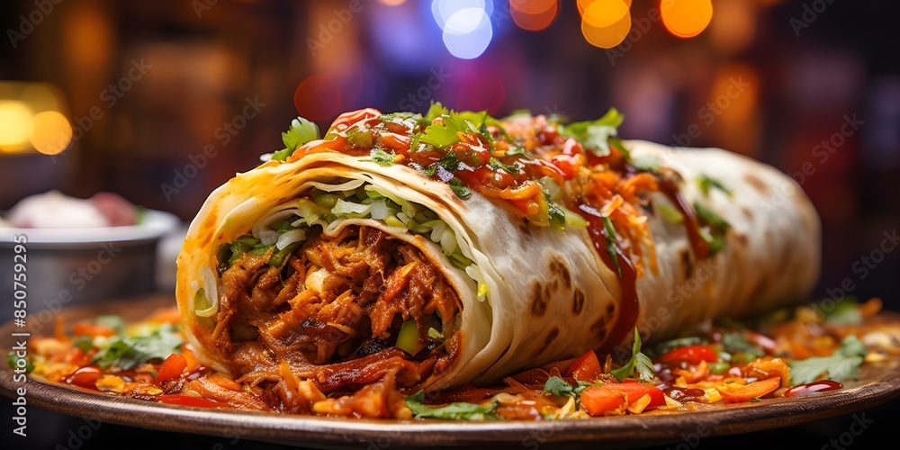 Iconic Mexican Street Vendor Burrito. Concept Mexican Cuisine, Street ...