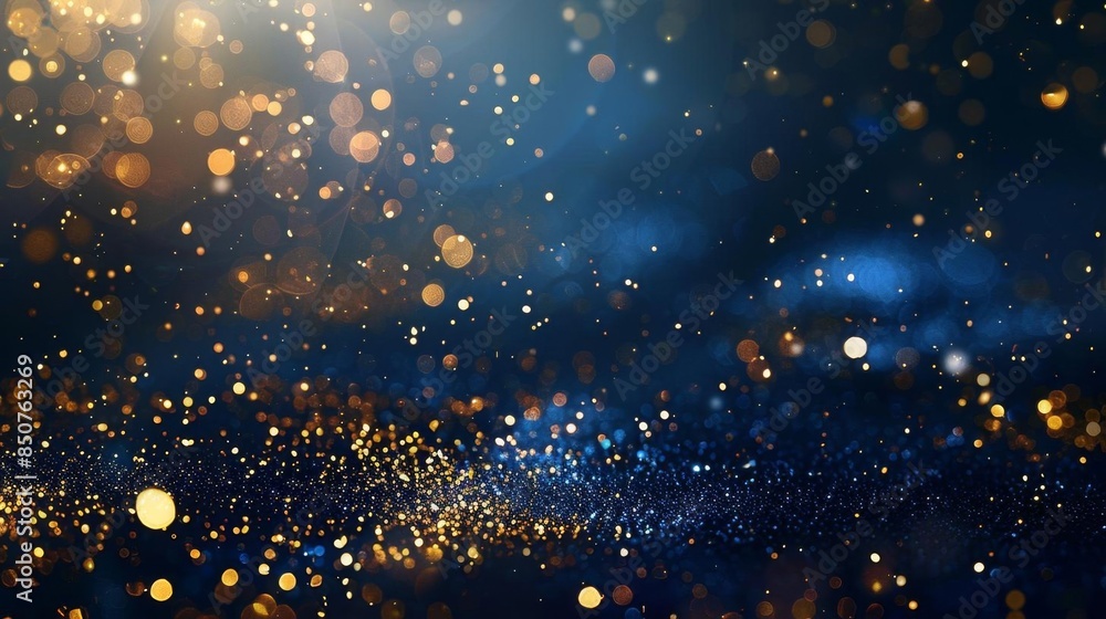 abstract background with Dark blue and gold particle Christmas Golden ...