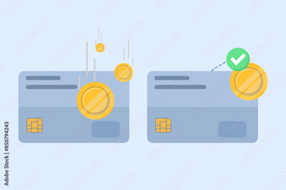 Concept of successful payment via bank debit card icon vector graphic ...