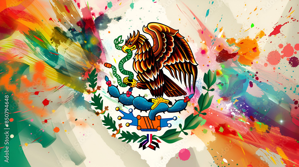 bandera de México con efectos de acuarela bandera pintada con pintura ...