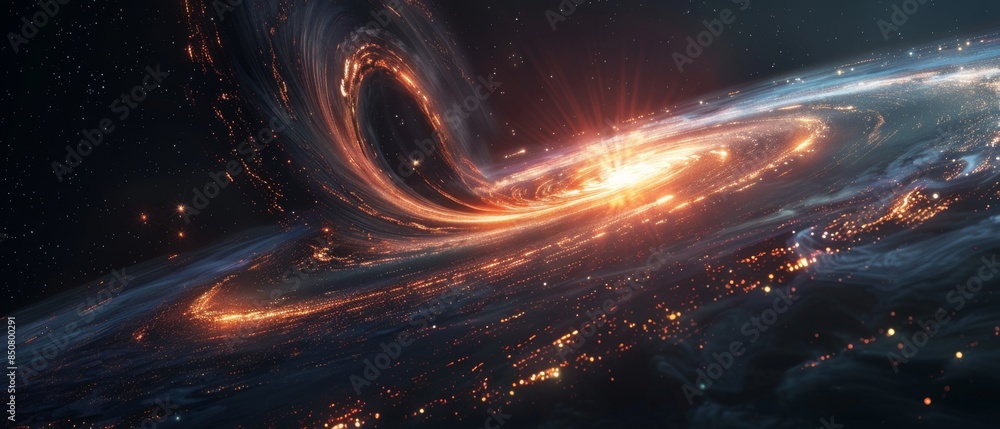 Black hole, powerful cosmic phenomenon with light bending around its ...