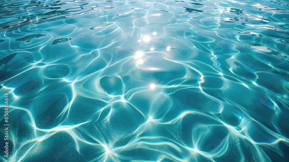 Clear blue pool water, refreshing and inviting, ideal for summer themes ...