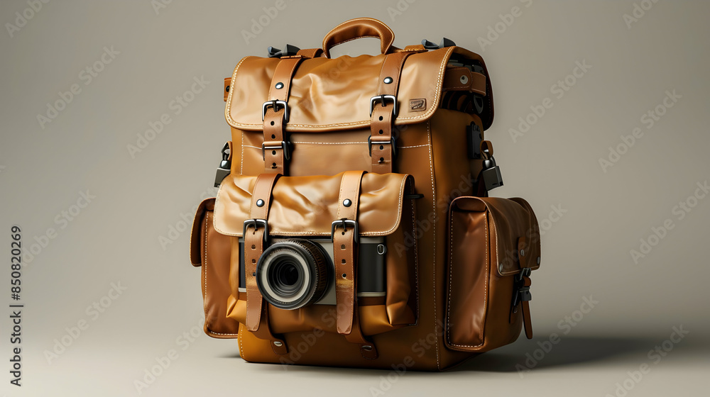 Camera and backpack icon for infographics: Photo Realistic Design ...