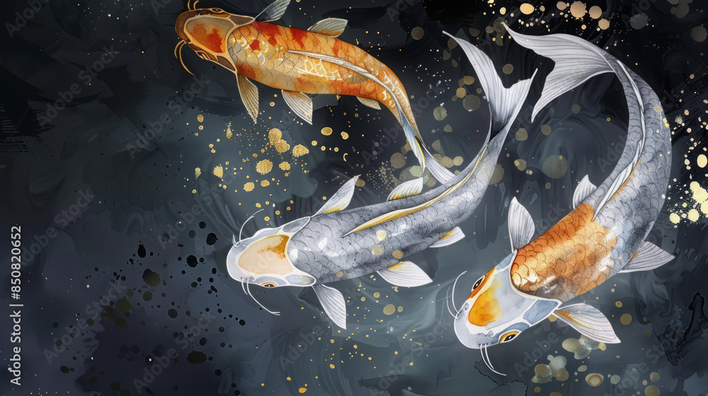 Koi Fish portrays the elegance and grace of these colorful aquatic ...