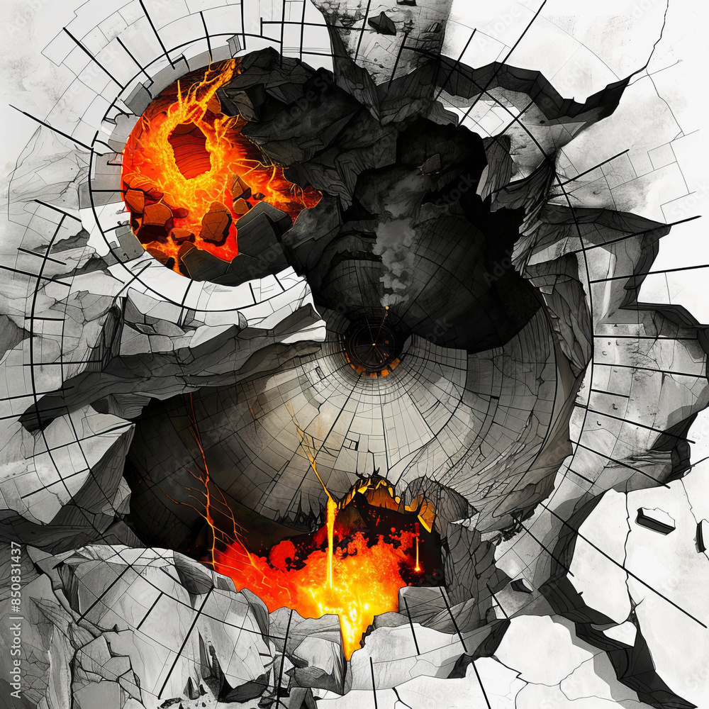 Fiery Volcano Crater Battle Map for Tabletop Adventure Gen AI Stock ...