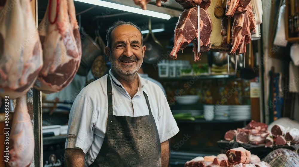artisanal pride skilled butcher proudly showcasing local shop ...