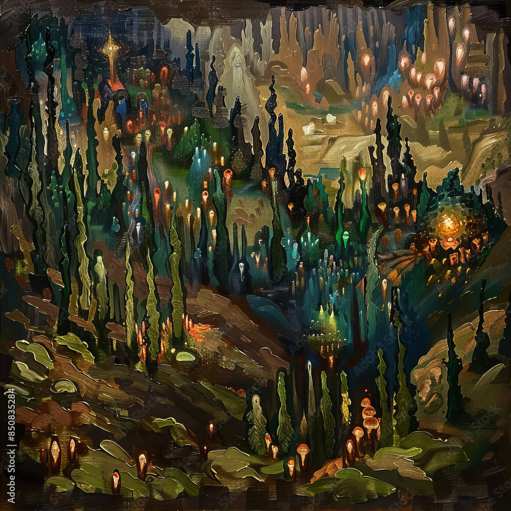 Mystical Forest Grove Battle Map with Glowing Plants and Ethereal Light ...
