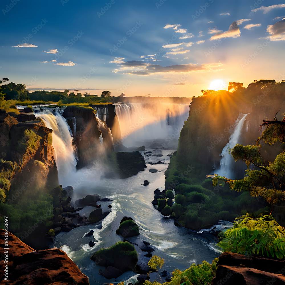 Victoria Falls, located on the border of Zambia and Zimbabwe, is one of ...