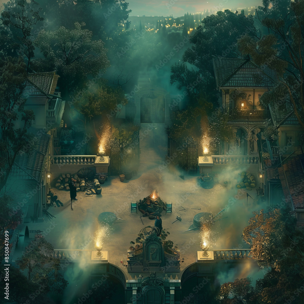 Top View Tabletop Adventure Battle Map of Blacksmith's Forge Gen AI ...