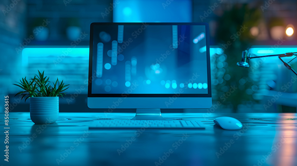 Photo Realistic Monitor and Keyboard Icon with Copy Space for ...