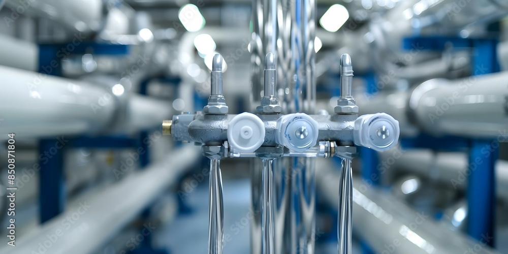 Reverse osmosis equipment at a desalination plant removes salt from ...