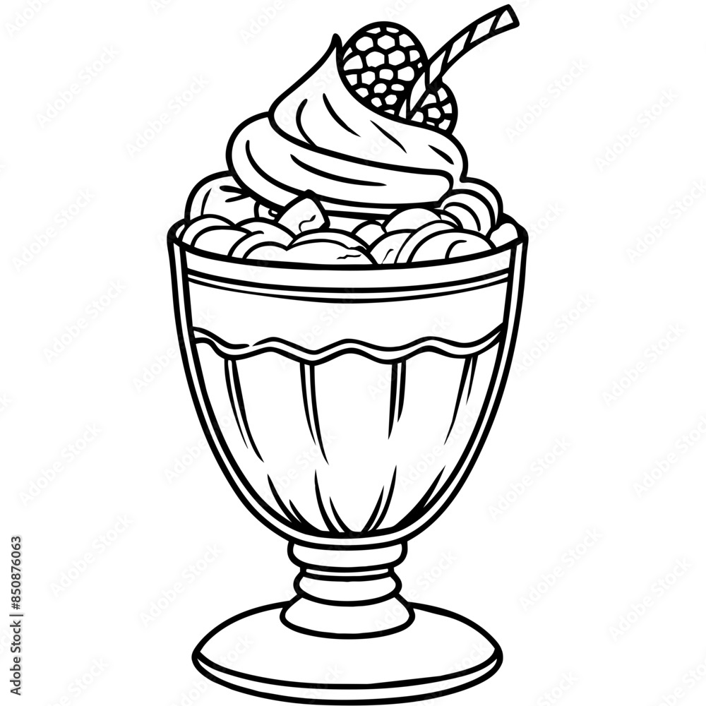 Cartoon line drawing parfait Stock Vector | Adobe Stock