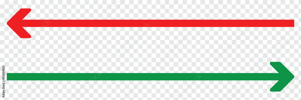 Long arrows icon set. Vector set of trendy long arrows red left and ...