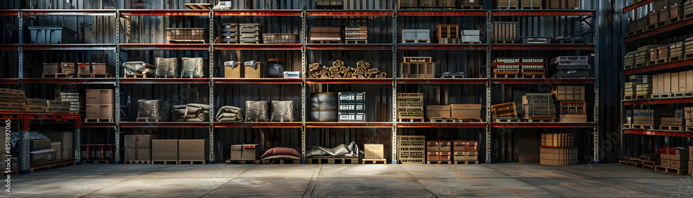 Warehouse Shelves and Barcode Icon with Blank Area for Text and ...