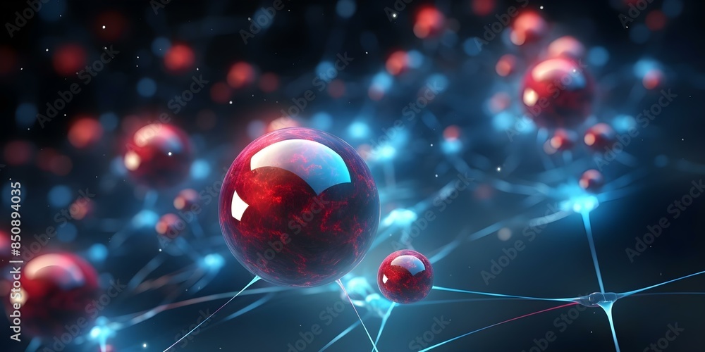 3d Model Showing Electrons Orbiting Nucleus In Red And Blue Spheres