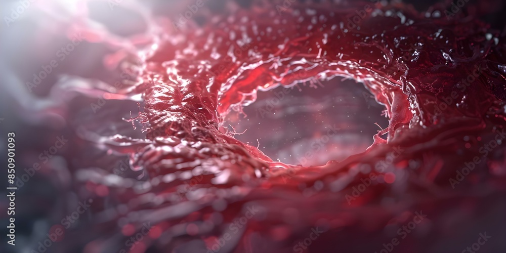 Closeup image of inflamed appendix in detailed anatomical setting ...