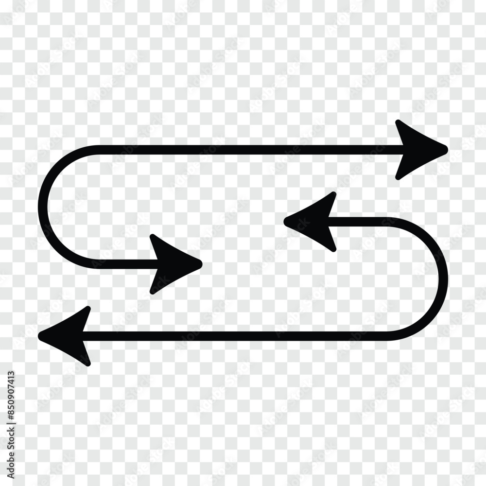 Simple black left and right sided double-headed arrow isolated on a ...