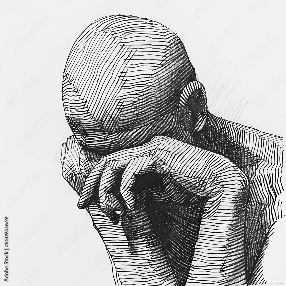Man thinks about a problem. Time for reflection. Despair, depression ...