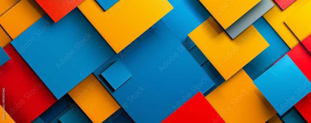 Geometric background with bright, overlapping rectangles in primary ...