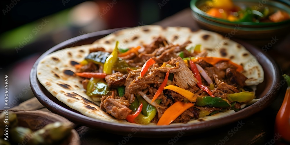 Colorful Sri Lankan street food chopped roti veggies meat stirfried for ...