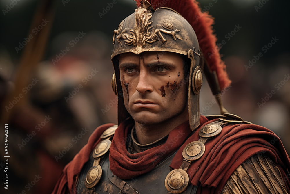 Ancient Roman soldier in combat on a battlefield. Topics related to ...