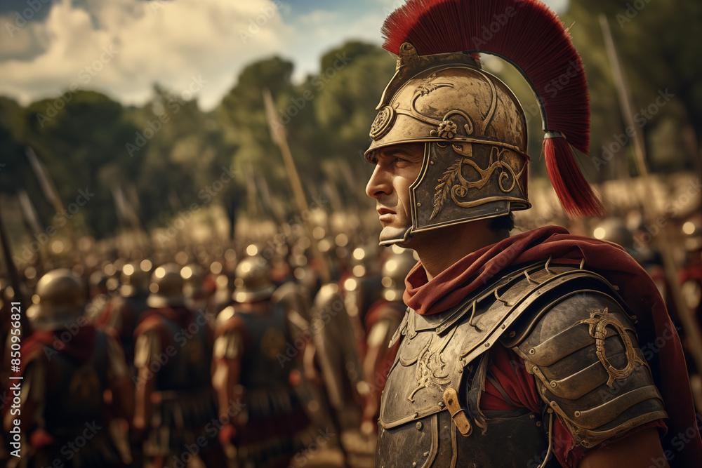 Ancient Roman soldier in combat on a battlefield. Topics related to ...
