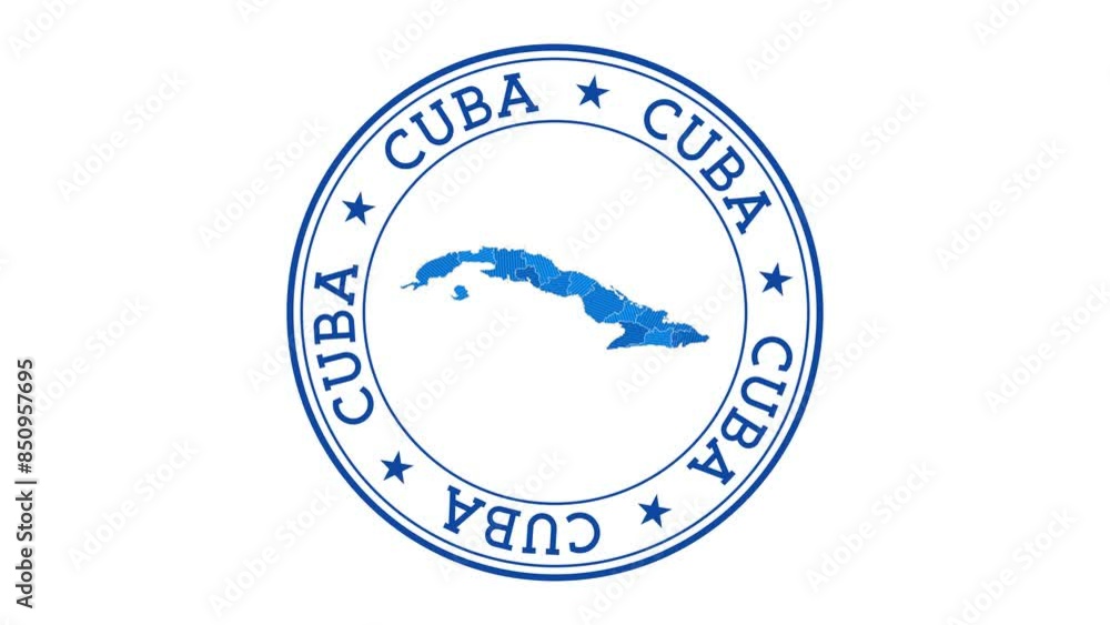 Cuba intro. Badge with the circular name and map of country. Cuba round ...