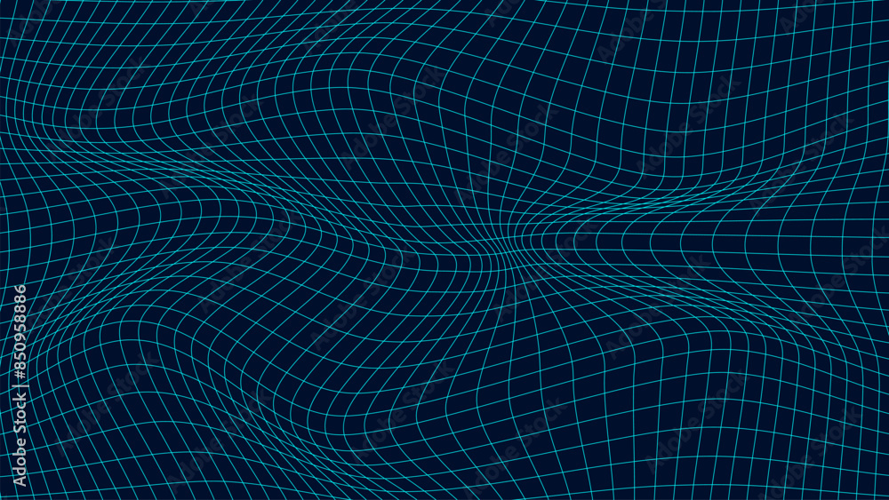 Curved grid texture or background. 3d distorted wave pattern with the ...