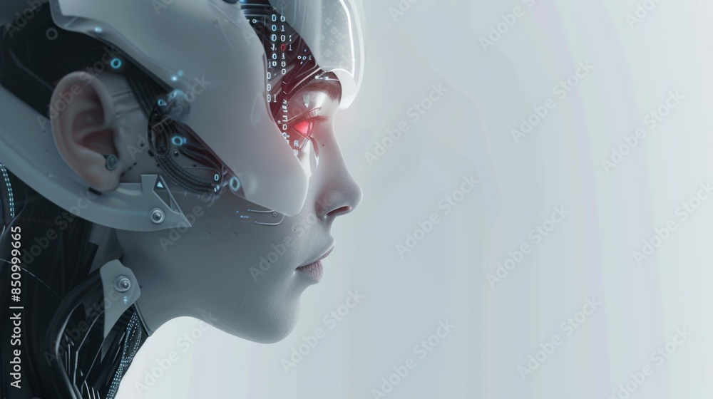 Side profile of a humanoid robot with detailed mechanical components ...