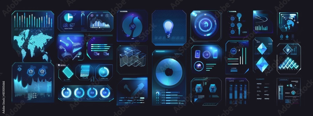 UI, GUI. Modern collection of futuristic user interface graphic design ...