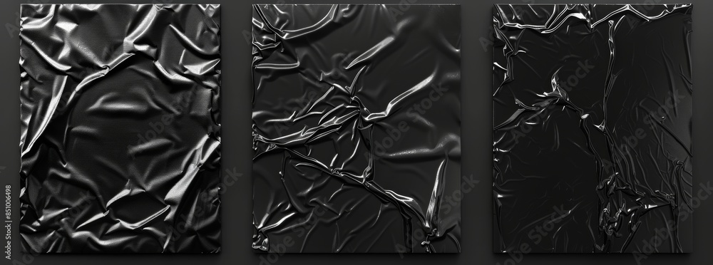 Overlay texture set for polyethylene cd cover and vinyl. Wrinkled, torn ...