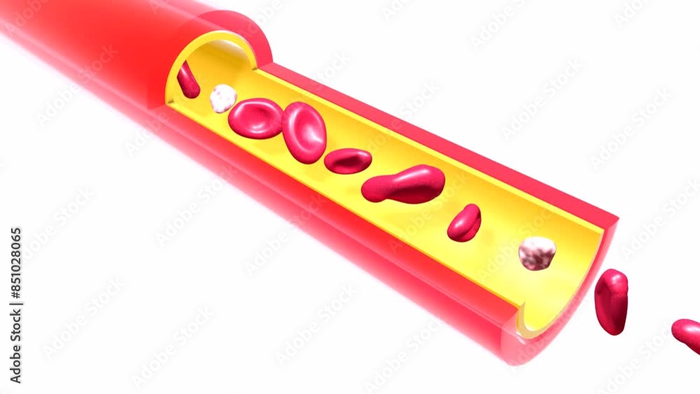 Anatomical 3D animation of an artery that is becoming blocked by ...