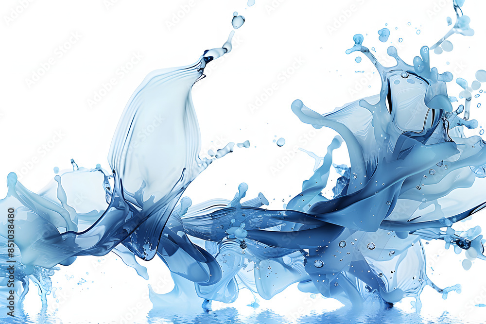 white bg, pure white background, digital art, blue and white abstract ...