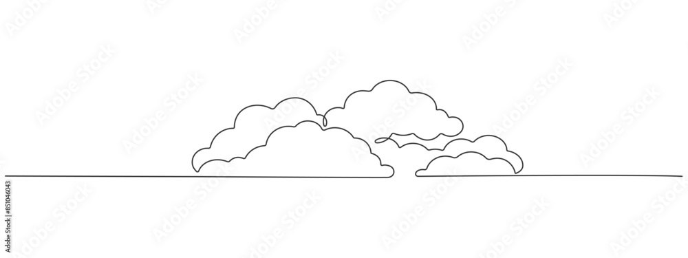 Continuous one line editable design of clouds in the sky. Concept of ...
