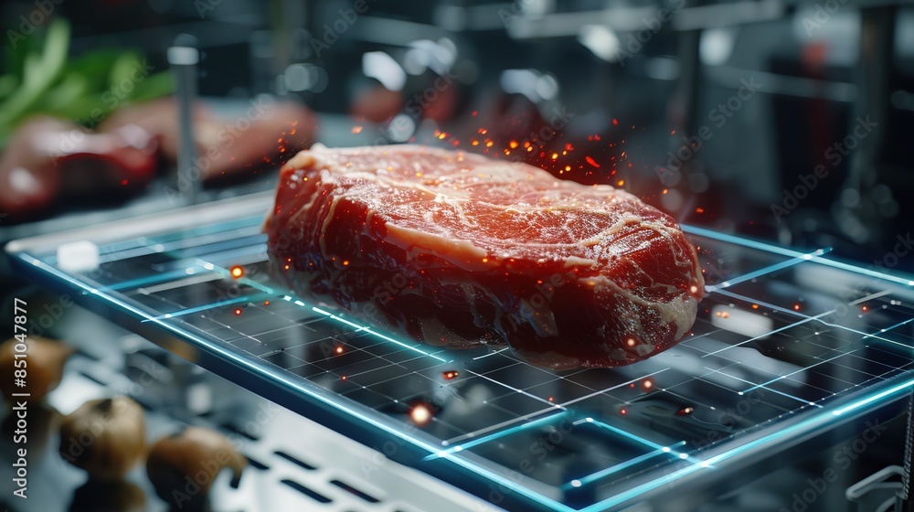 Laboratory grown artificial meat concept showcasing the future of food ...