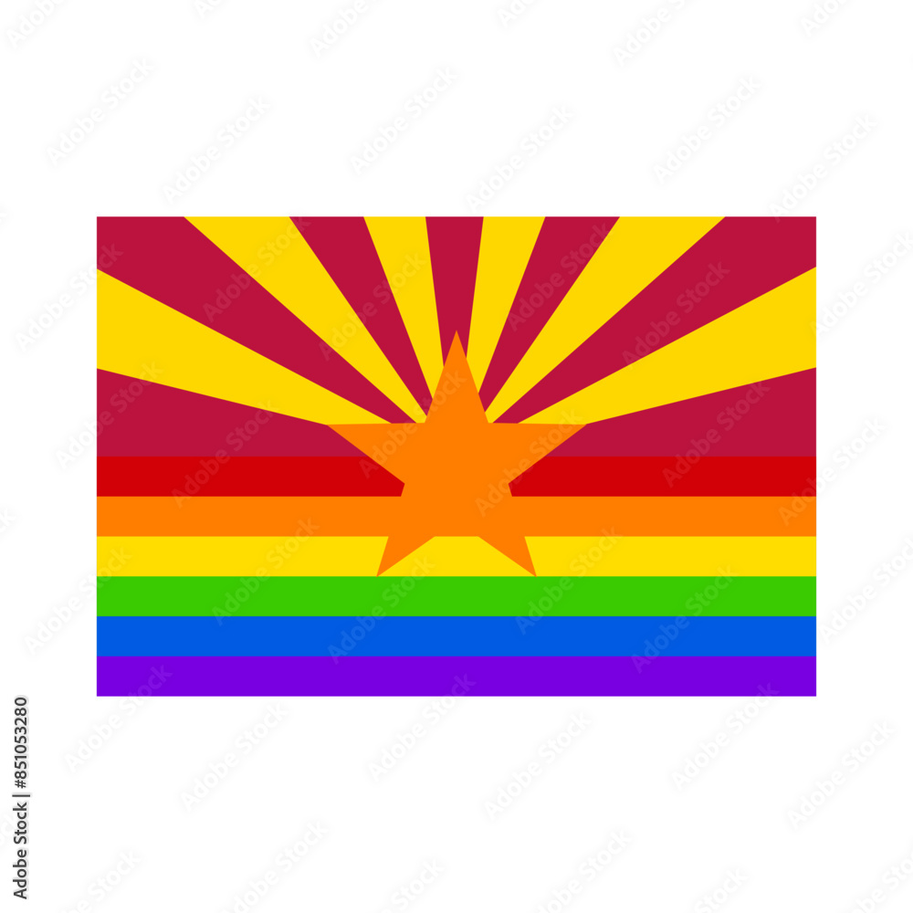 Arizona rainbow LGBT flag. LGBTQ pride month sign. Vector template for ...