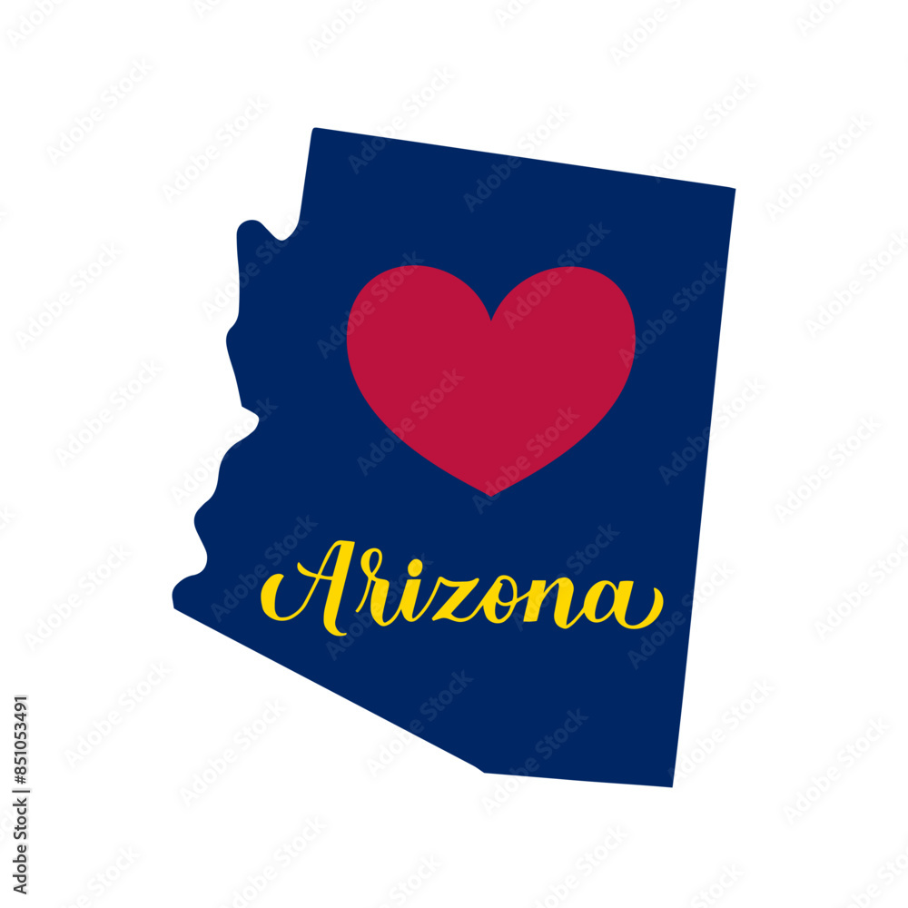 Arizona calligraphy hand lettering with map. USA patriotic sign. Vector ...