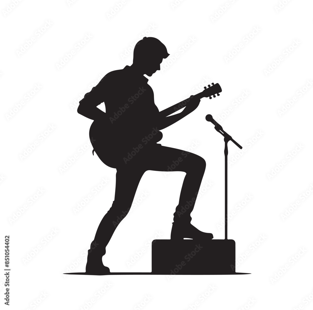 guitarist silhouette. Vector silhouette of guitarist on white ...